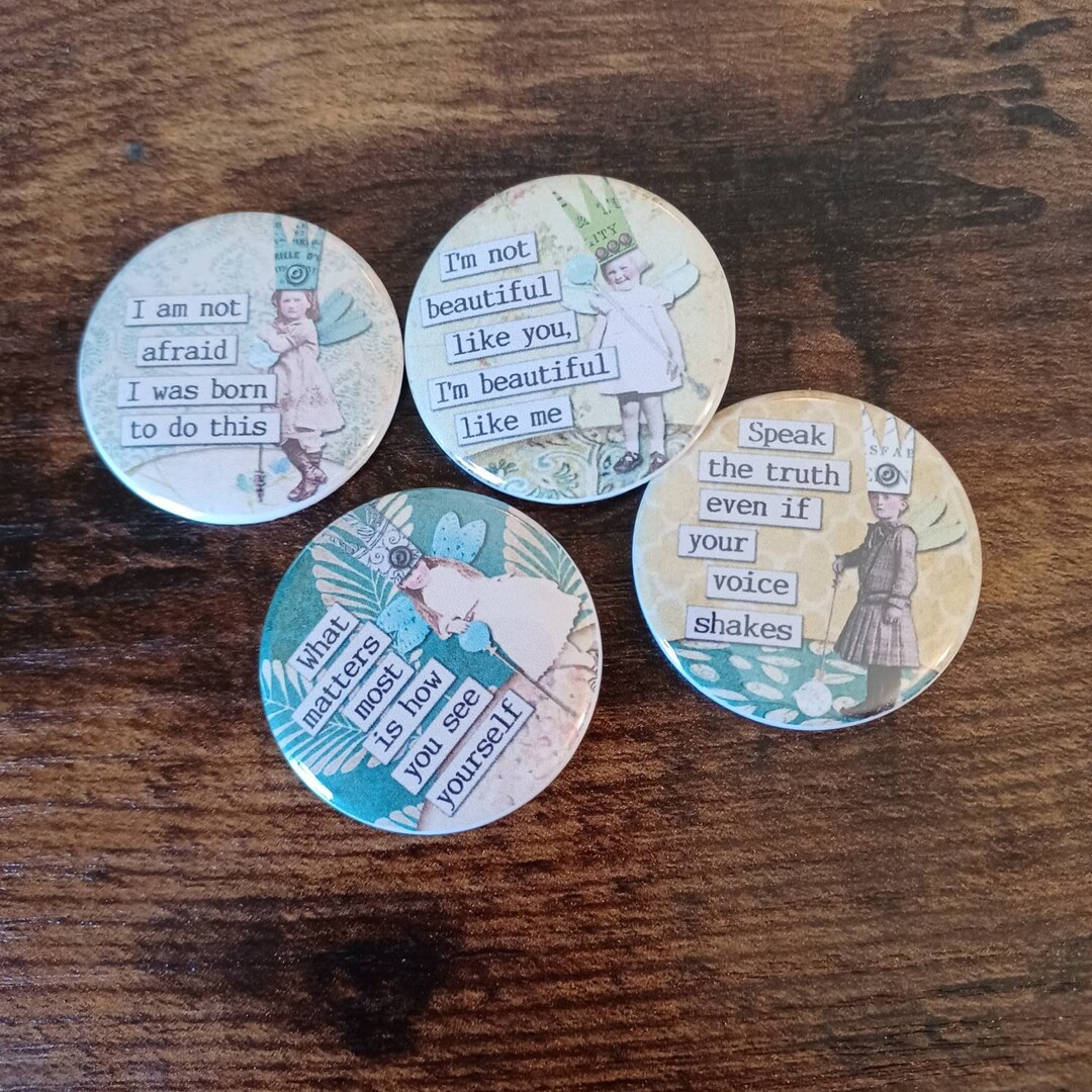 Set of 4 Positive Affirmation Buttons or Magnets - Etsy