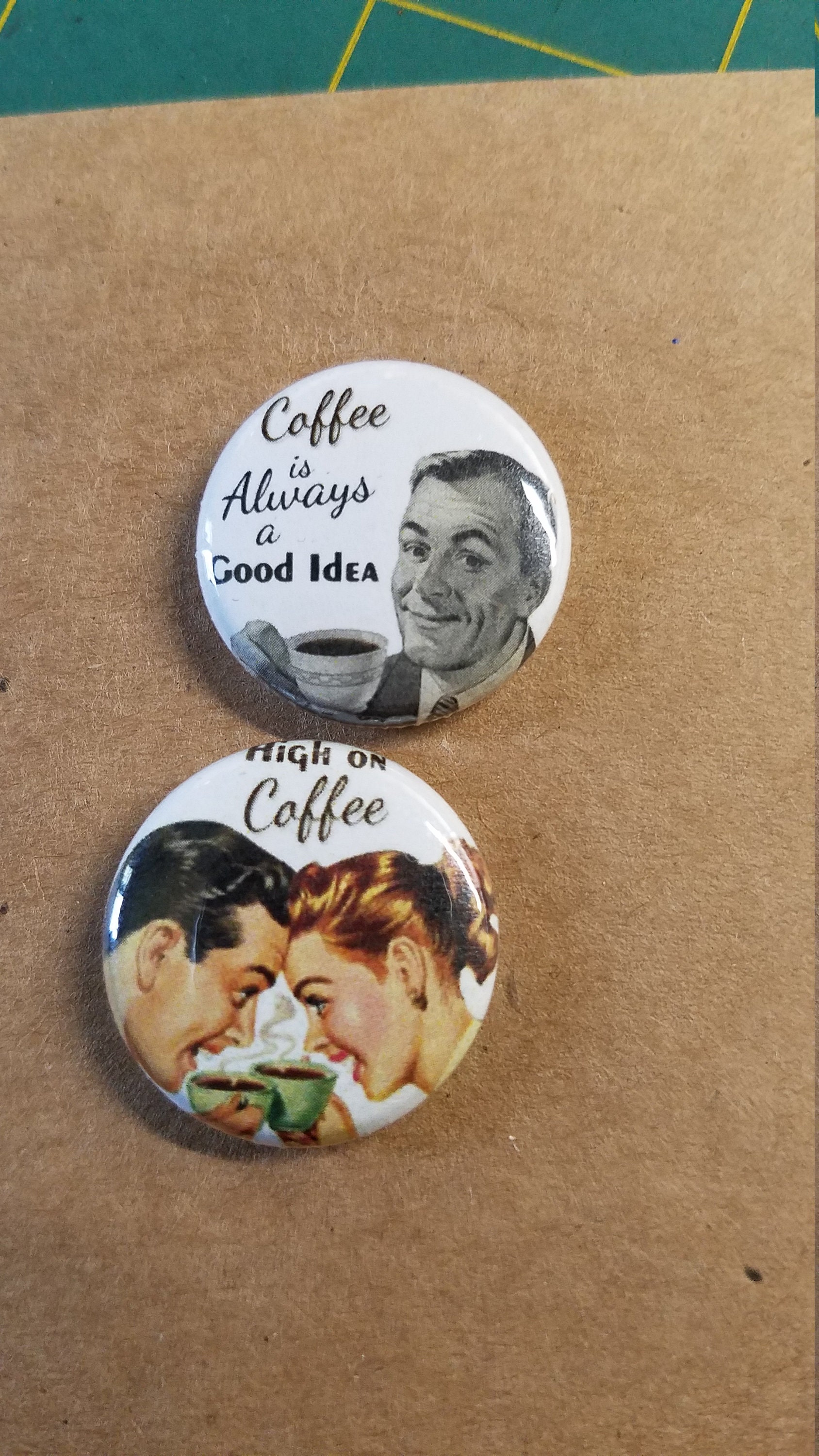 Set of 7 Mini Retro Coffee Buttons - Etsy