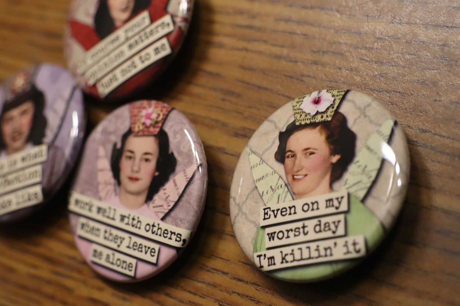Snarky Gals Pin Set Humorous Buttons to Wear - Etsy