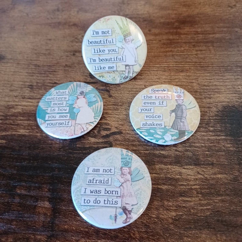 Set of 4 Positive Affirmation Buttons or Magnets - Etsy