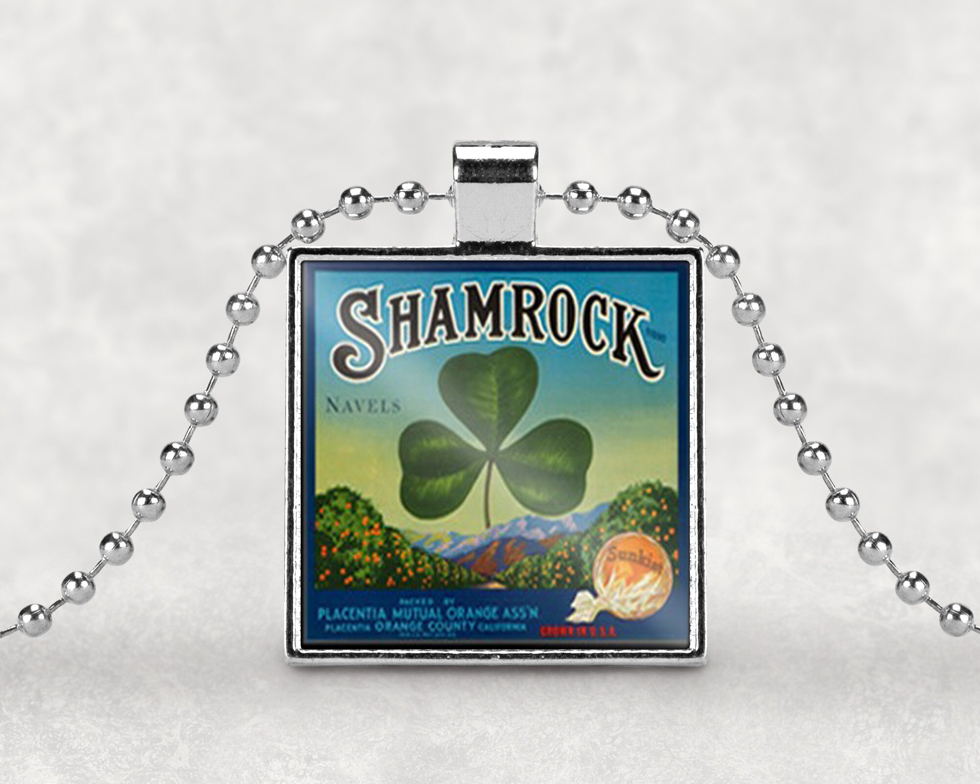 Orange Crate Label Pendant Shamrock Placentia California - Etsy