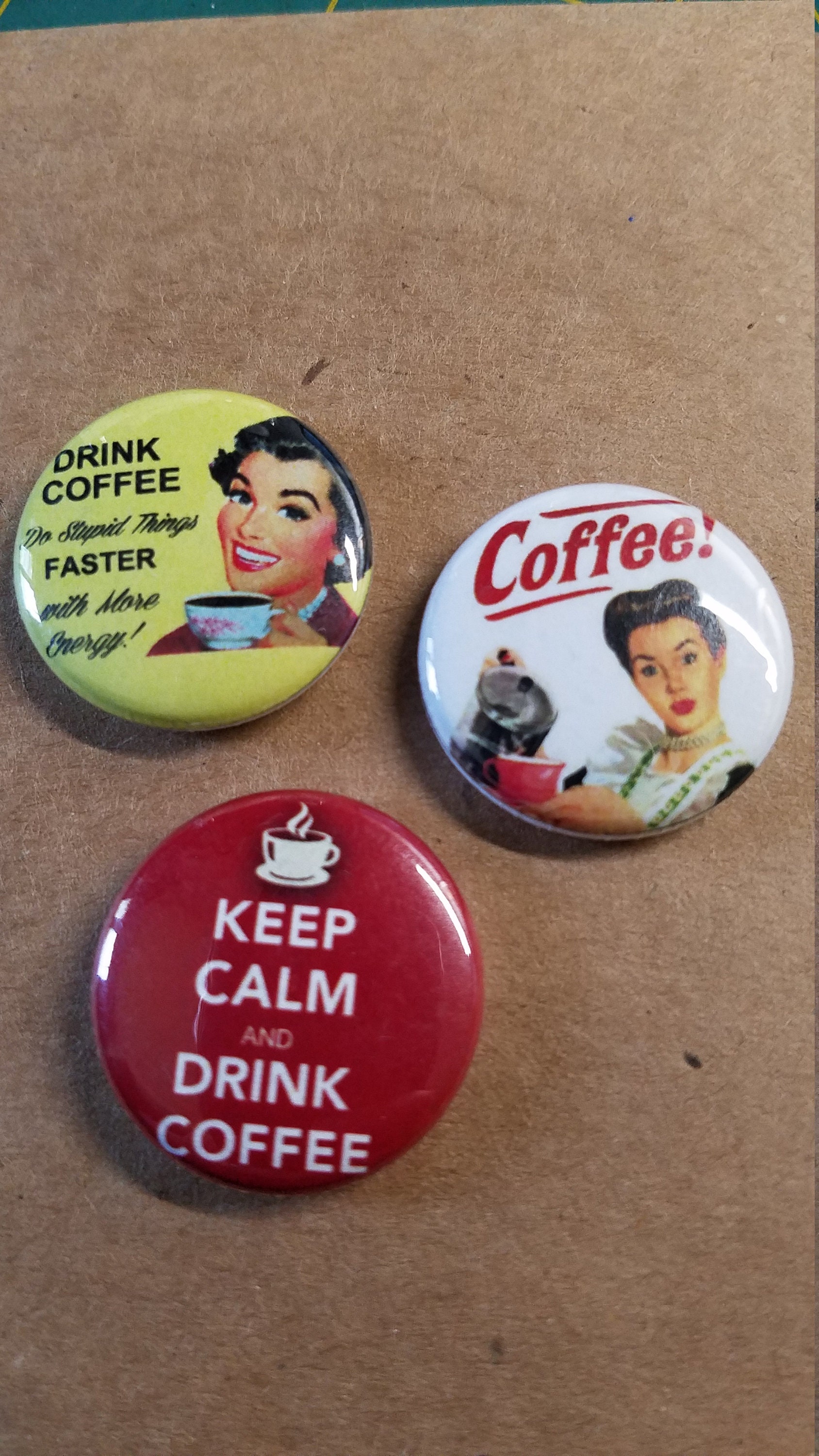 Set of 7 Mini Retro Coffee Buttons - Etsy UK