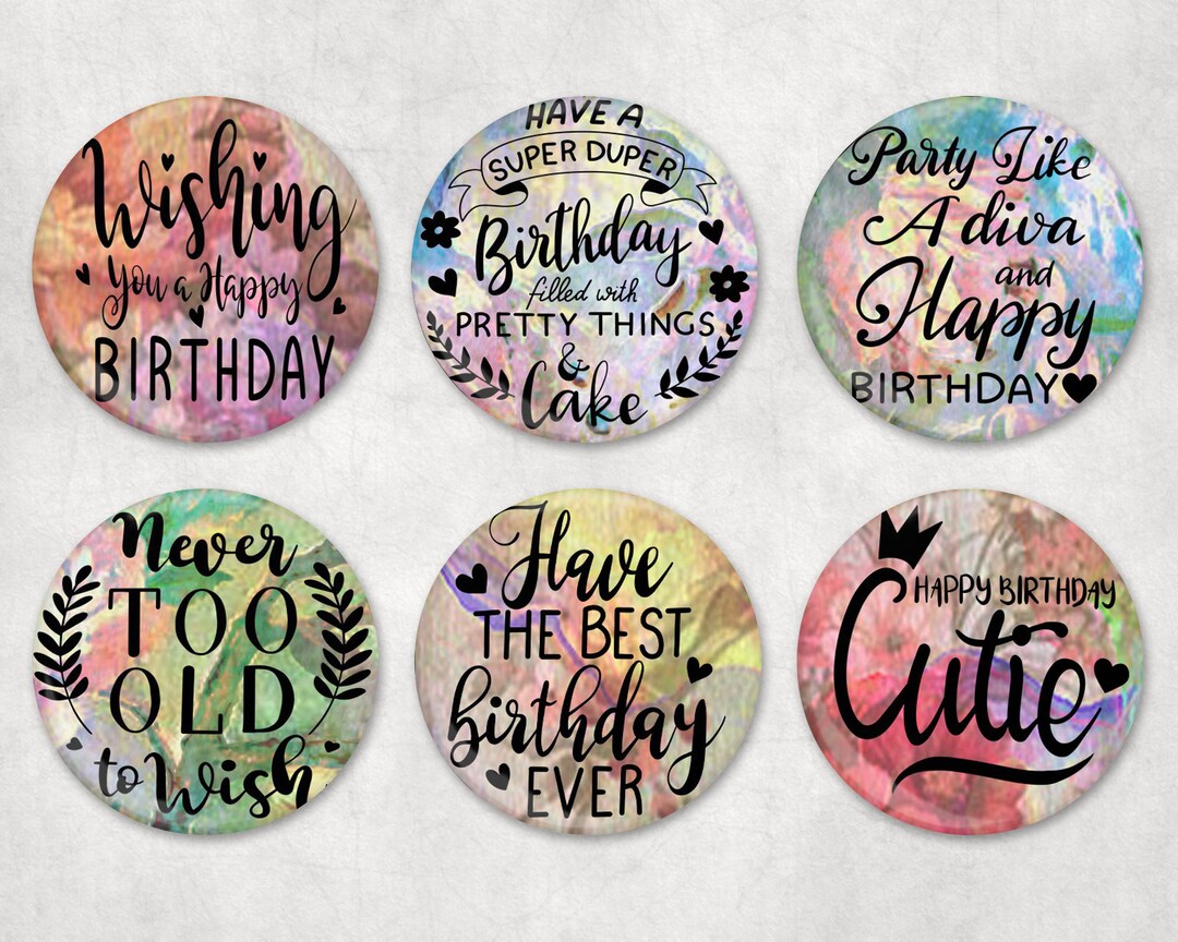 Set of 6 Birthday Cheer Pin Back Buttons or Magnets - Etsy