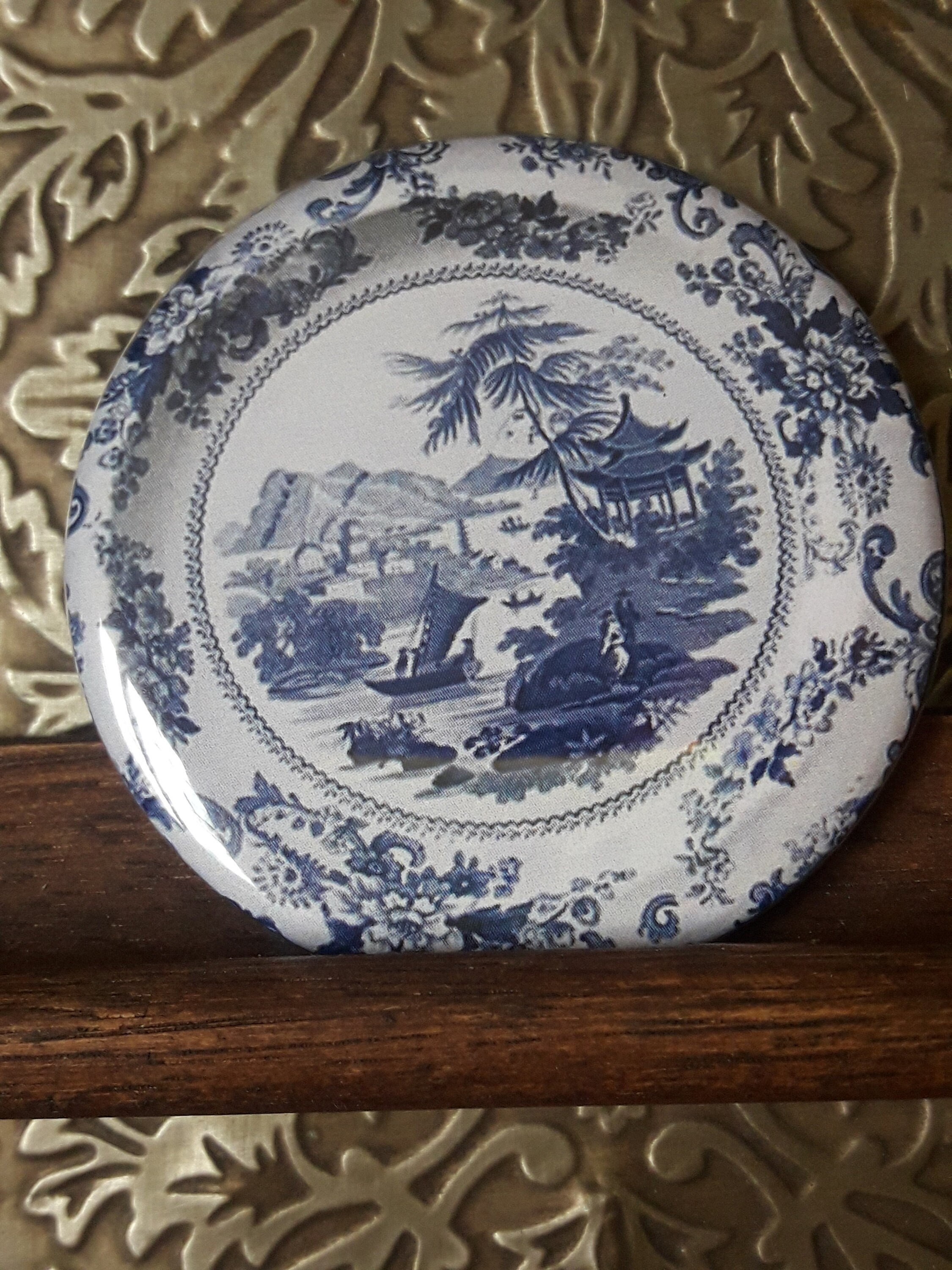 Blue China Plate Magnet or Pin - Etsy