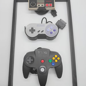 Nintendo OEM NES SNES N64 Game Controller Mounted Frame - Retro Video ...