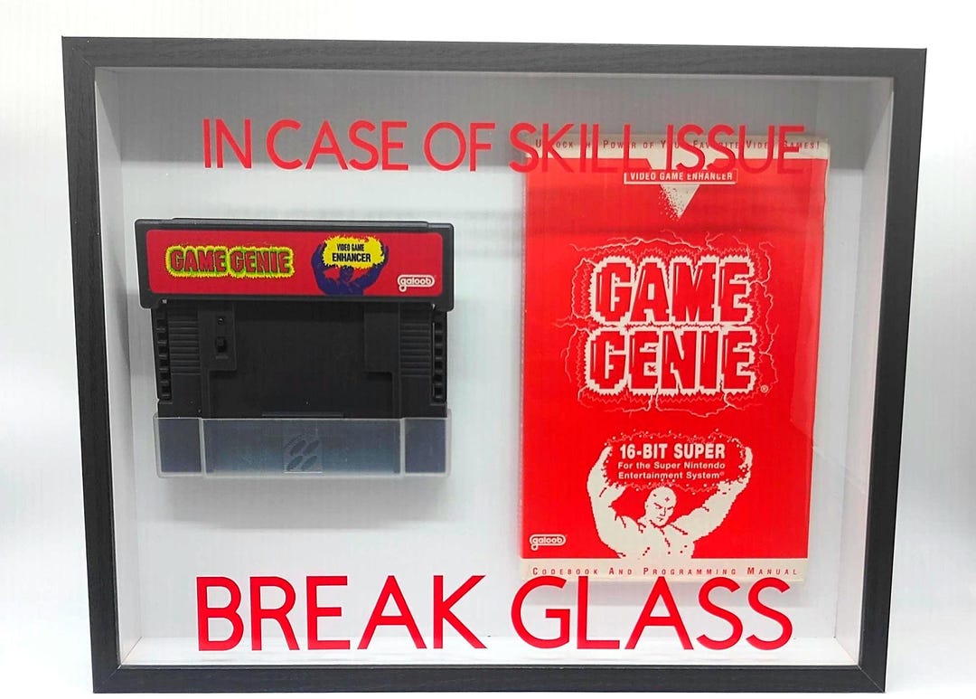 In Case of Skill Issue Break Glass Nintendo NES Game Genie + Manual ...