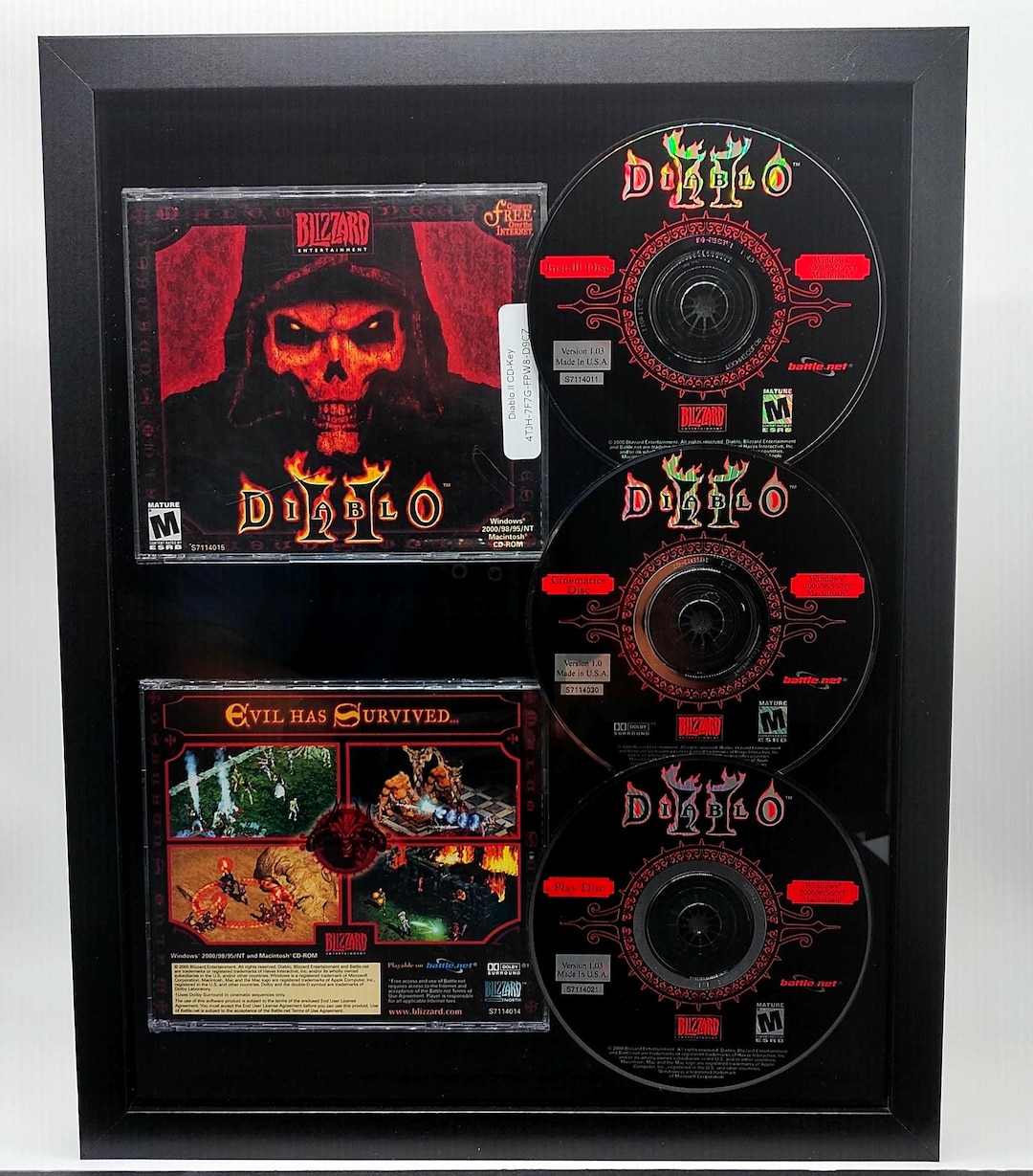 Diablo 2 Framed Video Game Shadowbox W/ Case Inlays Discs Retro PC Wall ...