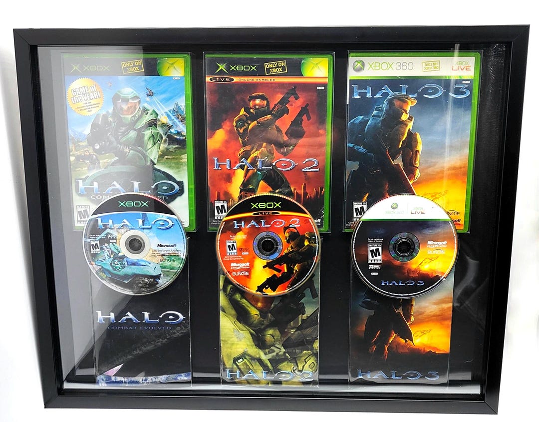 Halo 1 2 3 Collection Xbox Xbox360 Framed Retro Alien Shooter Videogame ...