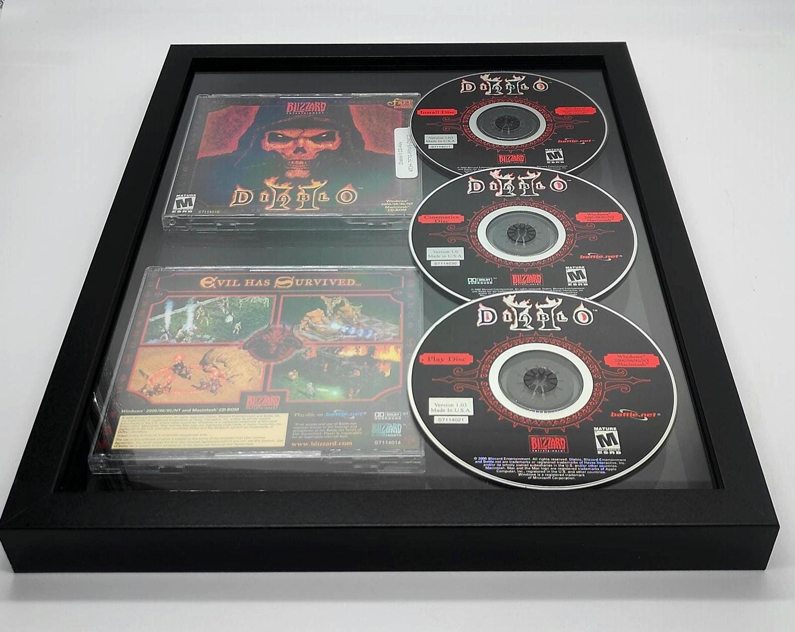 Diablo 2 Framed Video Game Shadowbox W/ Case Inlays Discs Retro PC Wall ...