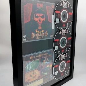 Diablo 2 Framed Video Game Shadowbox W/ Case Inlays Discs Retro PC Wall ...