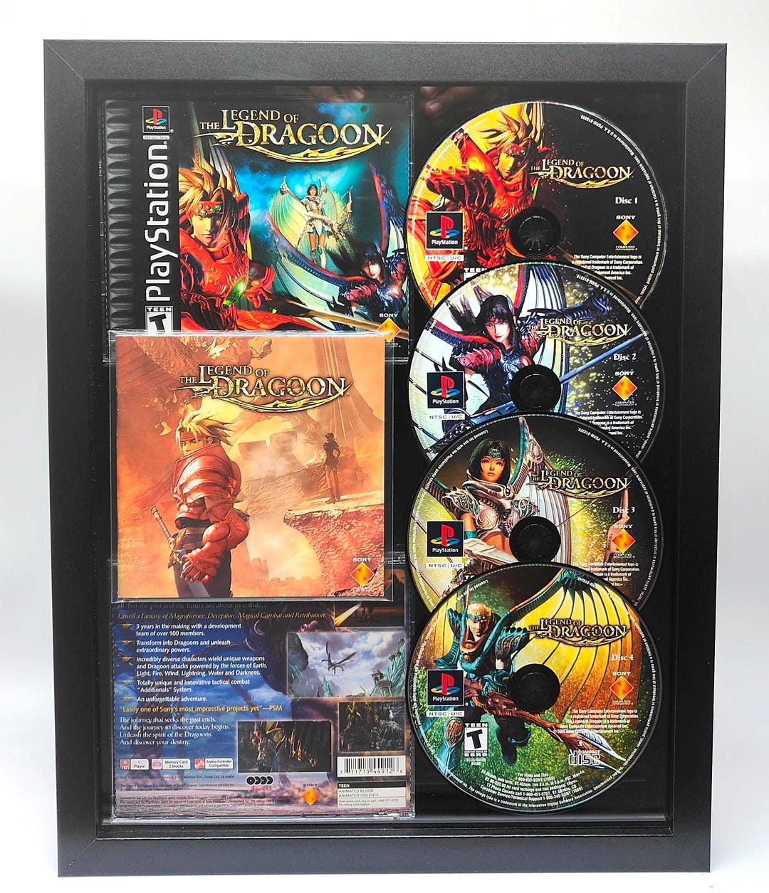 The Legend of Dragoon PS1 Framed Video Game Shadowbox W/ Case Inlays ...