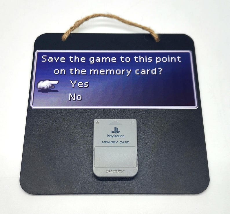 Final Fantasy Themed Save Your Game Playstation PS1 Memory Card Plaque ...