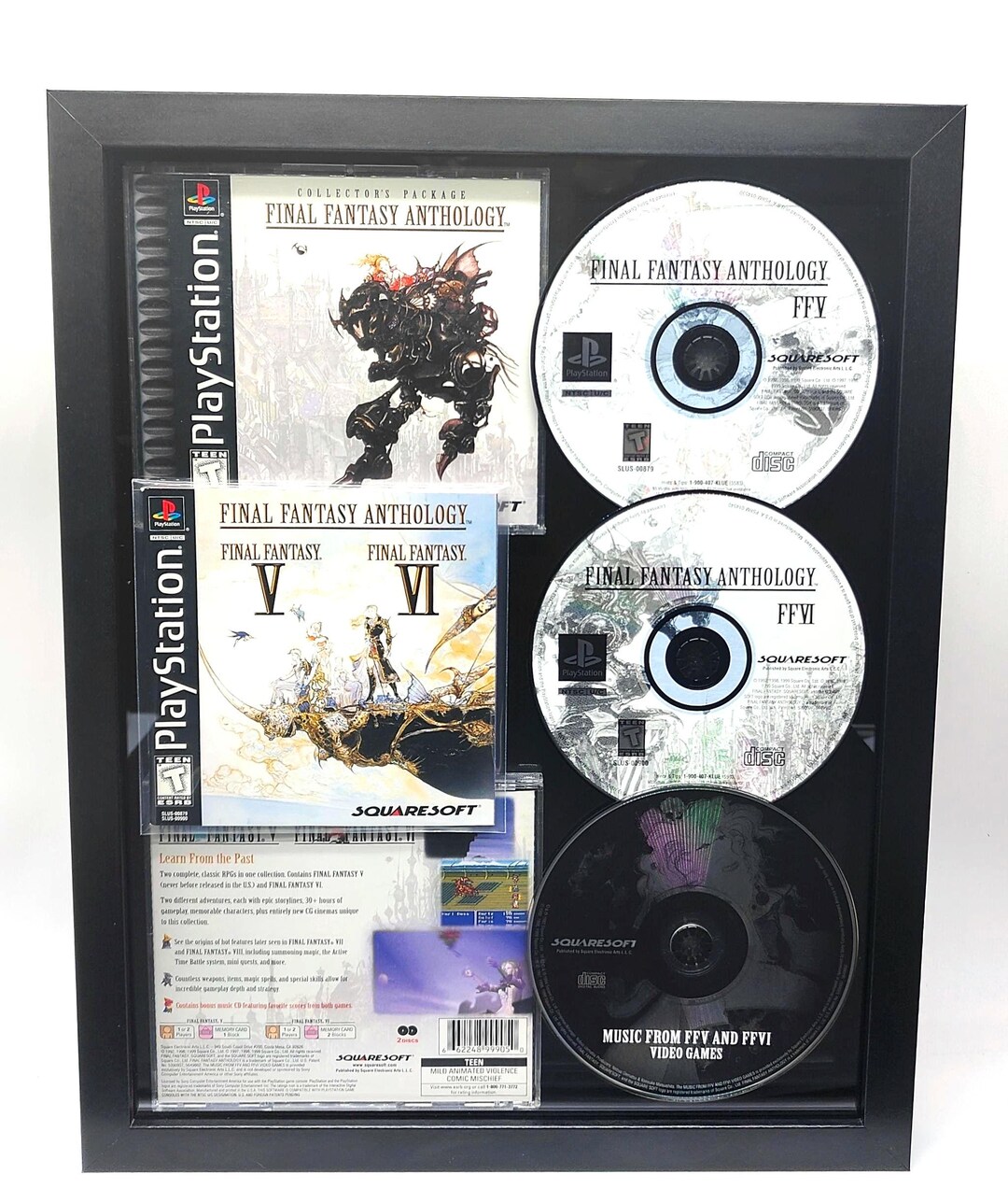 Final Fantasy Anthology FFV FFVI PS1 Framed Videogame Shadowbox W/ Case ...