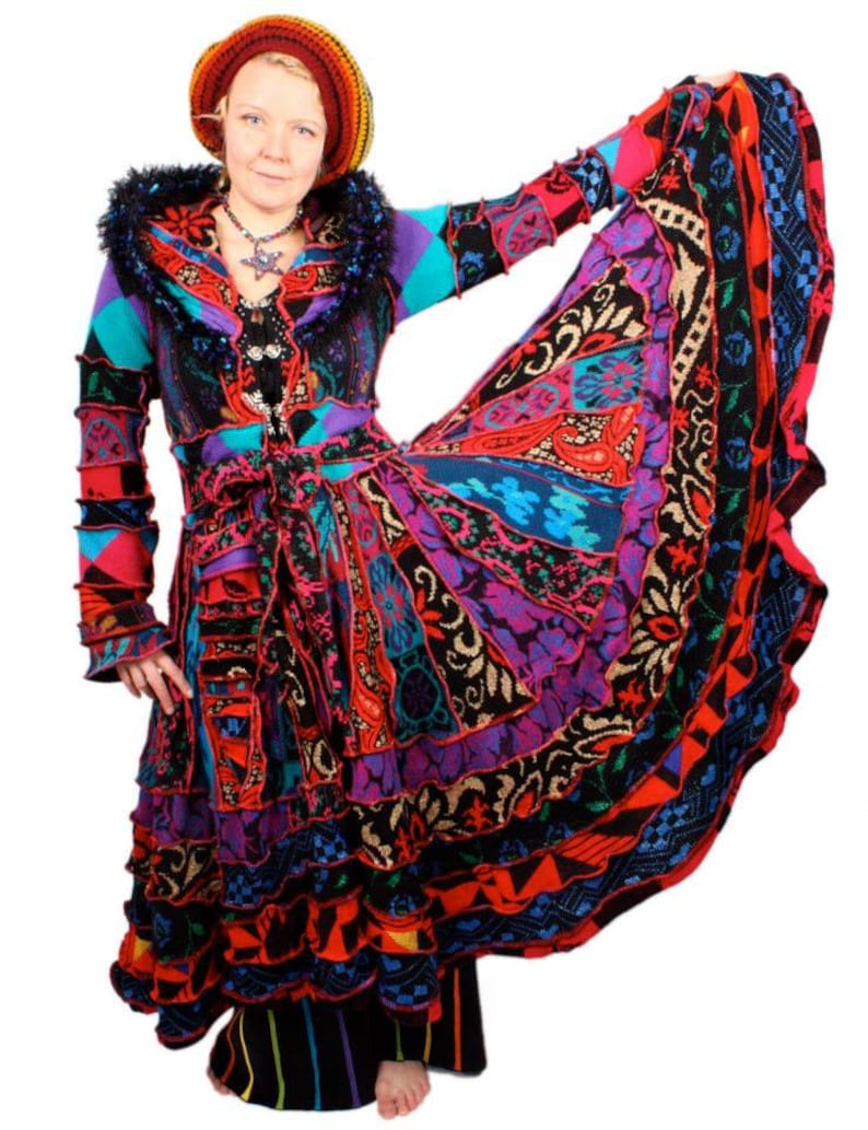 Sweater Coat TUTORIAL by Katwise Psychedelic Upcycling | Etsy