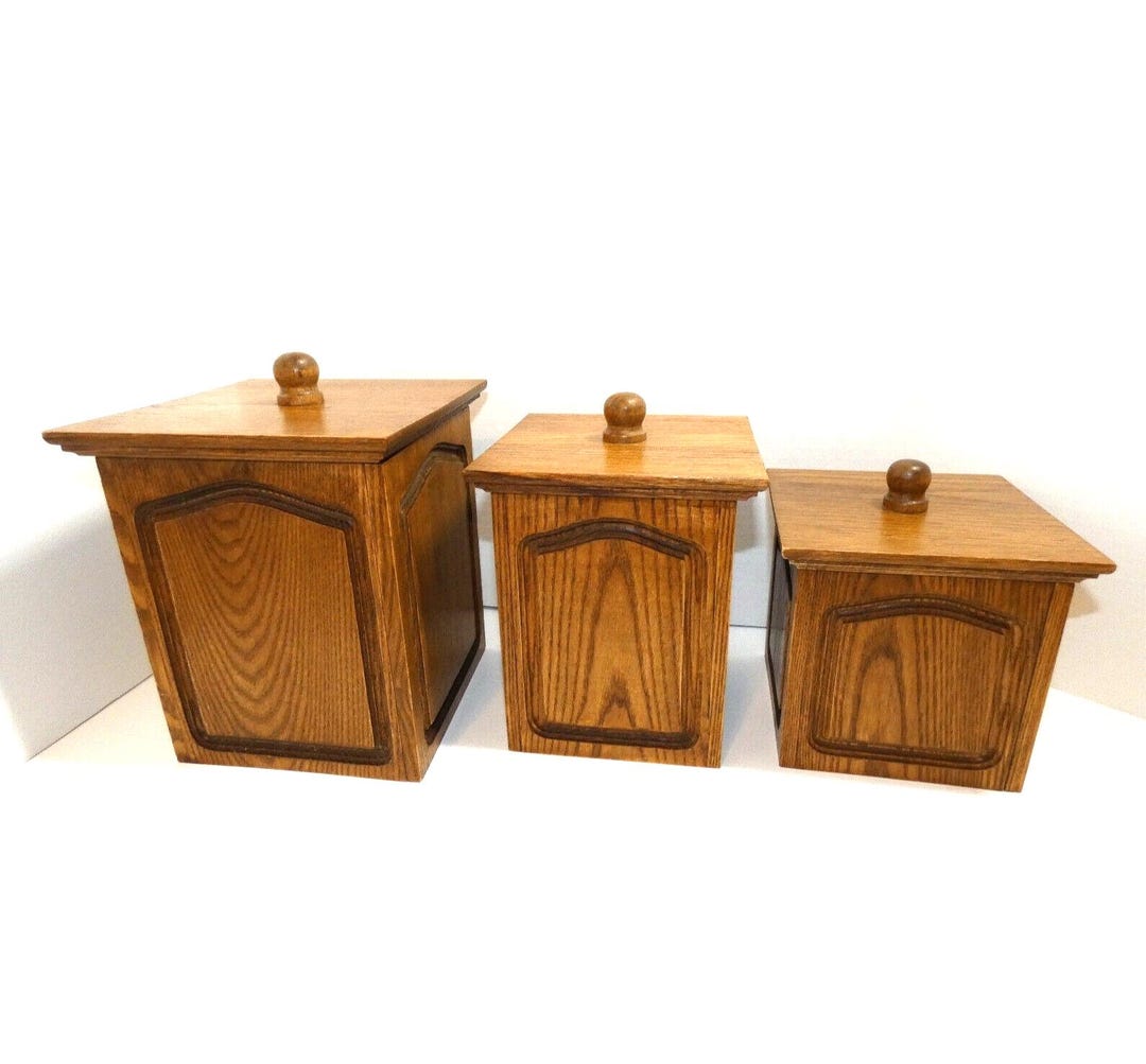 Vintage Thailand Real Wood Canisters by Kamenstein Set of 3 Storage ...