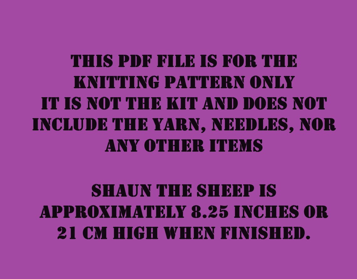 PDF Instant Download Shaun the Sheep Knitting Vintage Pattern 2007 ...