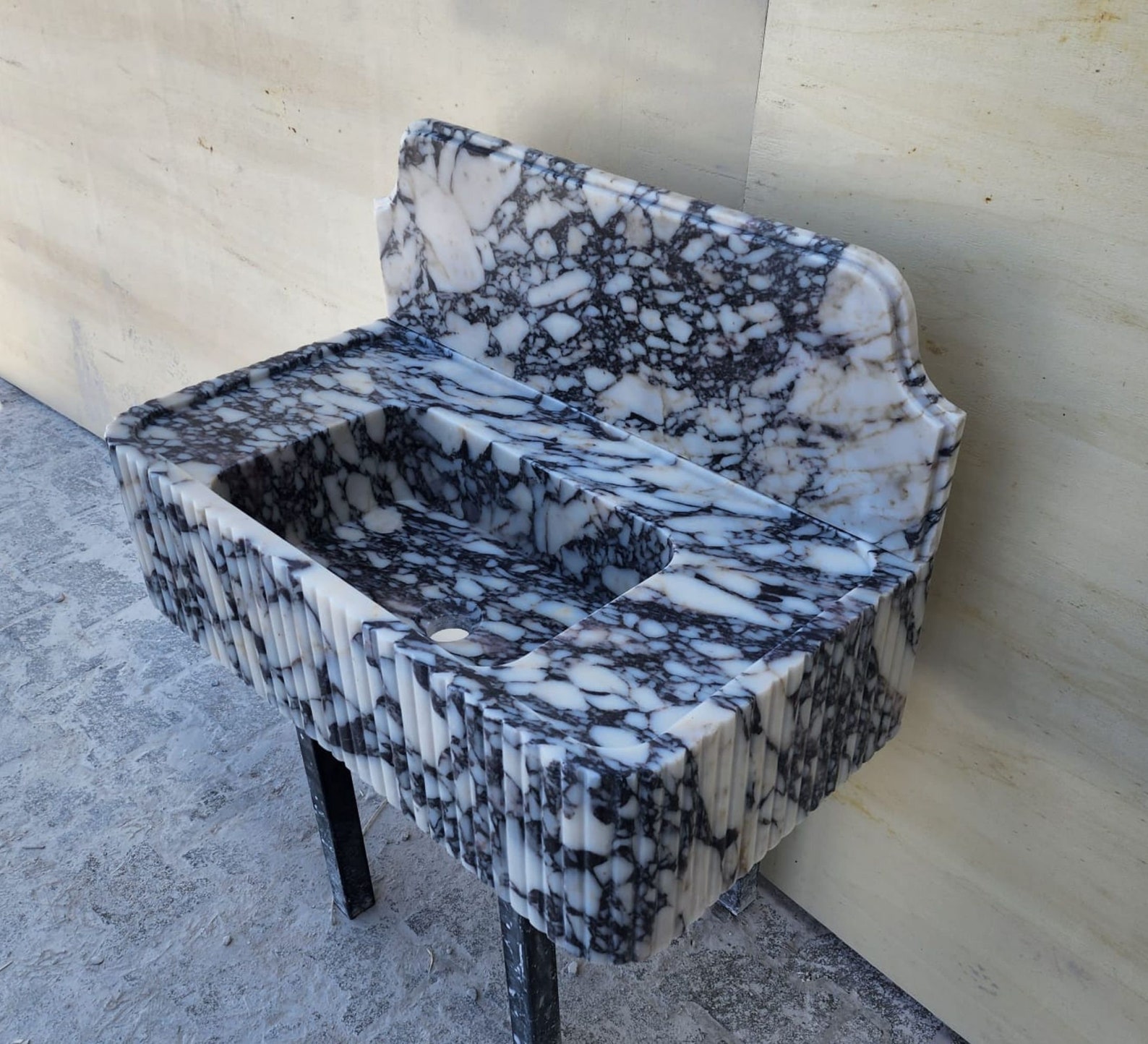 Calacatta Viola Marble Sink, Marble Washbasin, Wall Mounted Sink ...