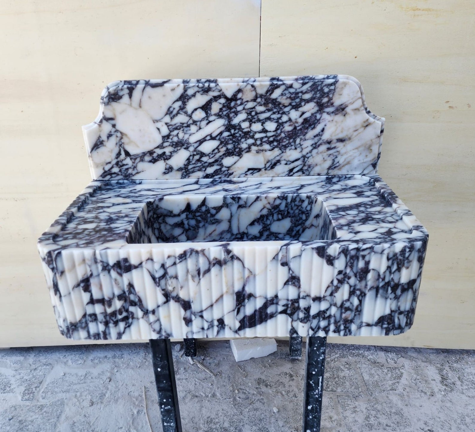 Calacatta Viola Marble Sink, Marble Washbasin, Wall Mounted Sink ...