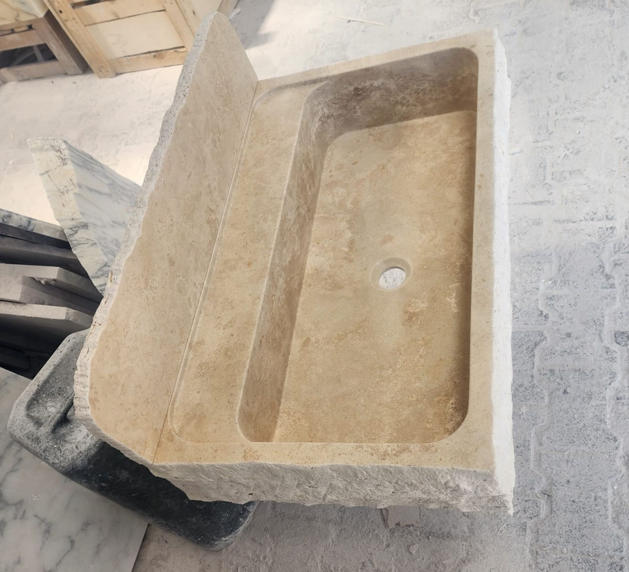 Travertine Split Face Marble-sink, Wall Mounted Sink, Small Bathroom ...