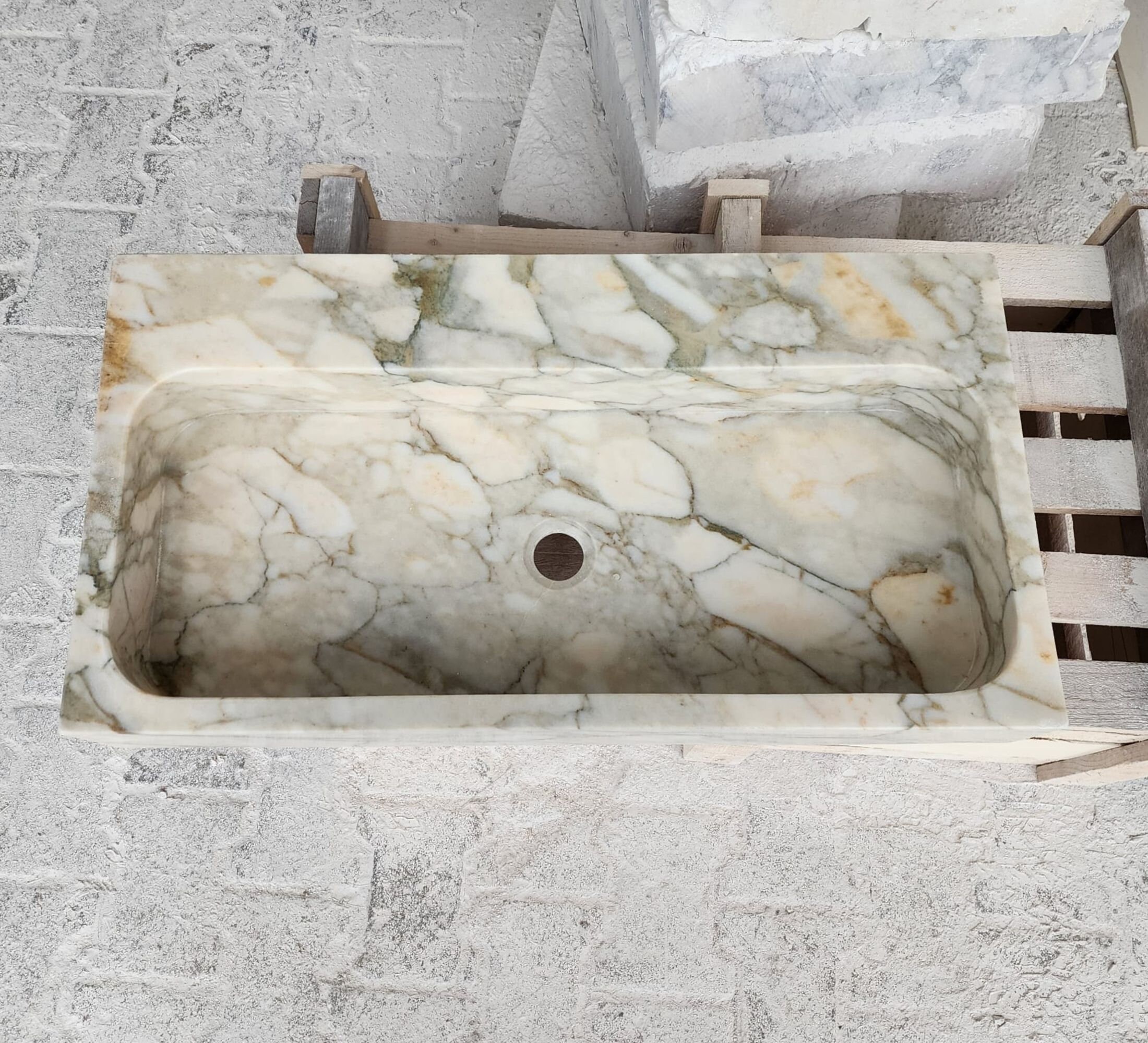 Calacatta Monet Marble Sink, Wall Mounted Sink, Powder Room Sink - Etsy