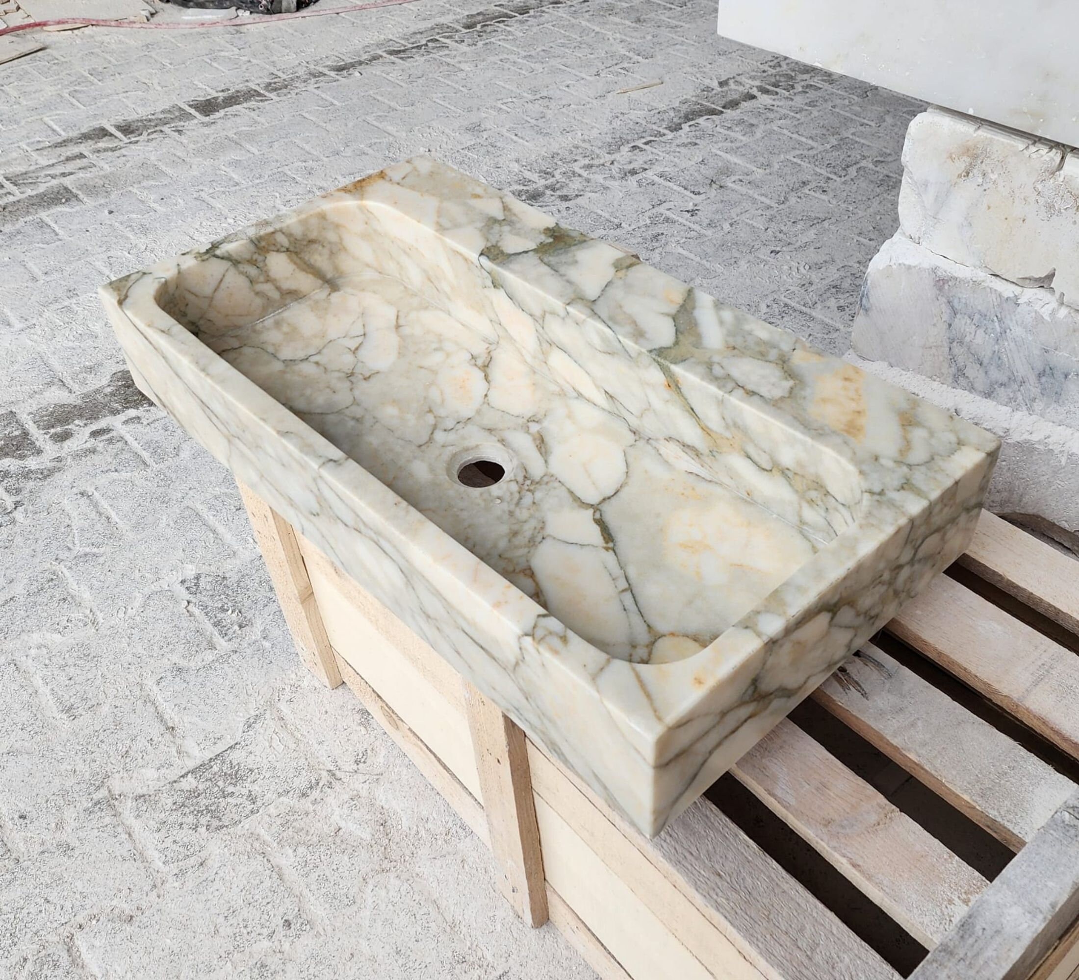 Calacatta Monet Marble Sink, Wall Mounted Sink, Powder Room Sink - Etsy