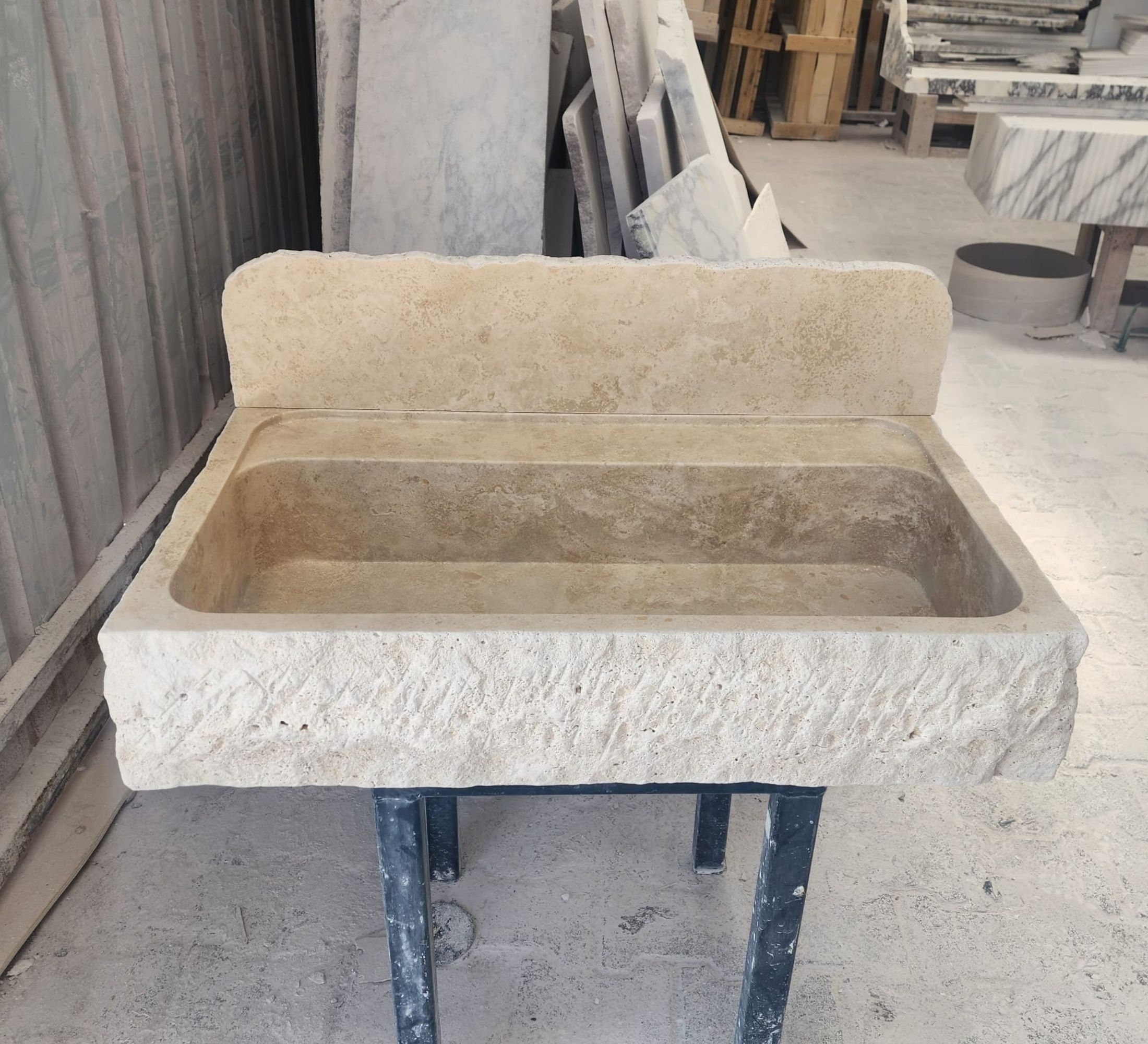Travertine Split Face Marble-sink, Wall Mounted Sink, Small Bathroom ...