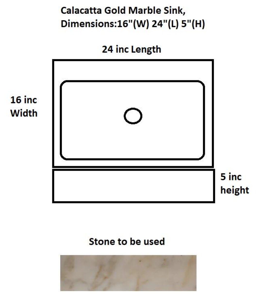 Special Order Calacatta Gold Marble Sink,dimensions:16w 24l 5h - Etsy