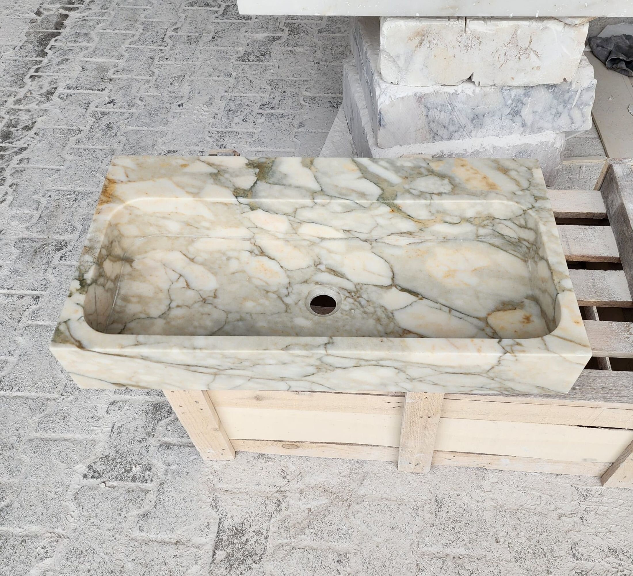 Calacatta Monet Marble Sink, Wall Mounted Sink, Powder Room Sink - Etsy