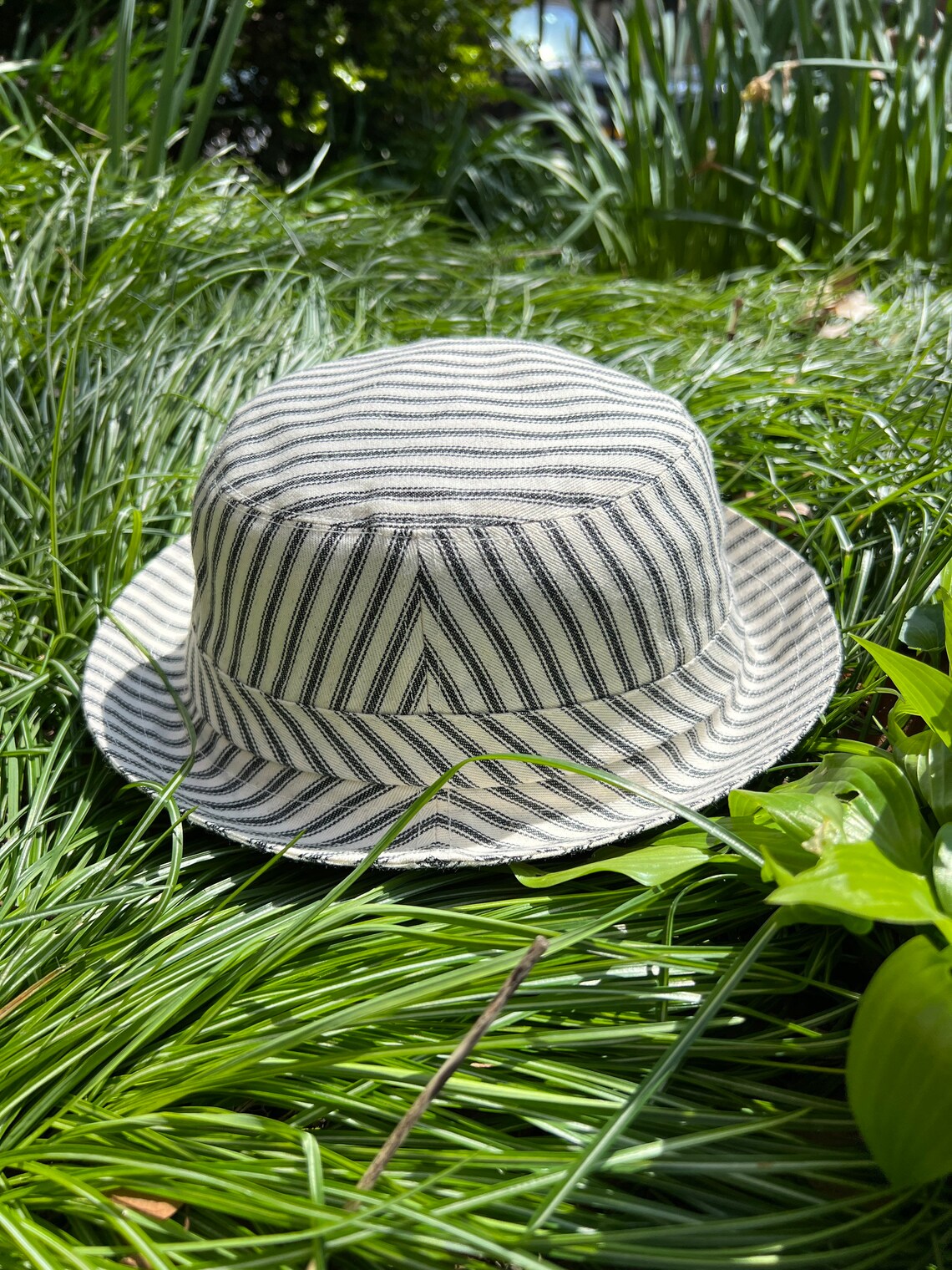 Bucket Hat in Ticking Stripe Cotton - Etsy