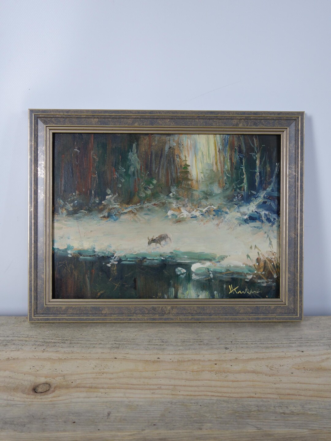 Framed Landscape Original Oil Painting on Hardboard, European Fine Art ...