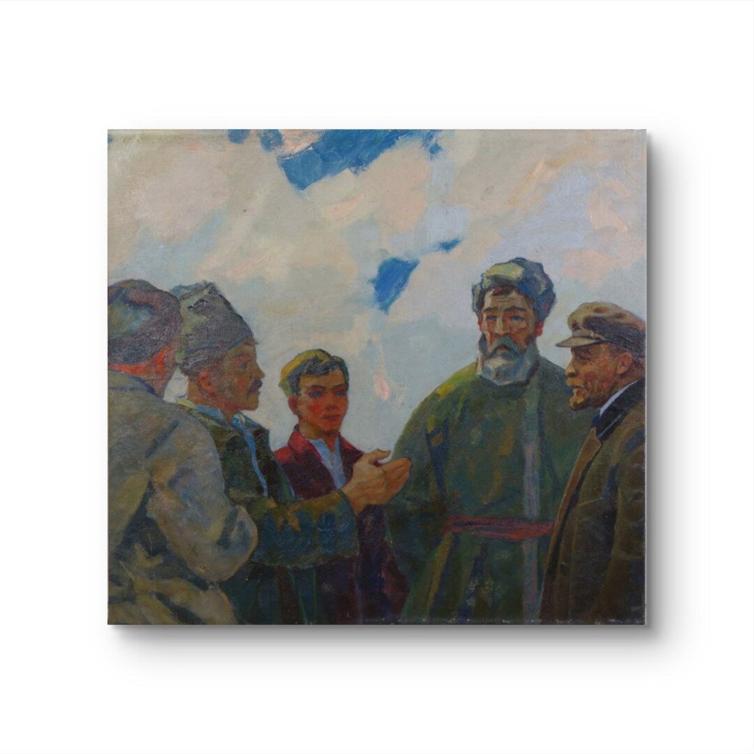 Lenin Oil Painting, Soviet Oil Painting on Canvas, Vintage Art Work ...