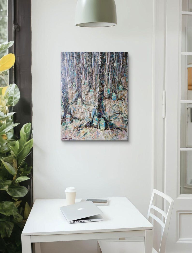 Birch Trees Spring Landscape Oil Painting on Canvas, Original Art Work ...