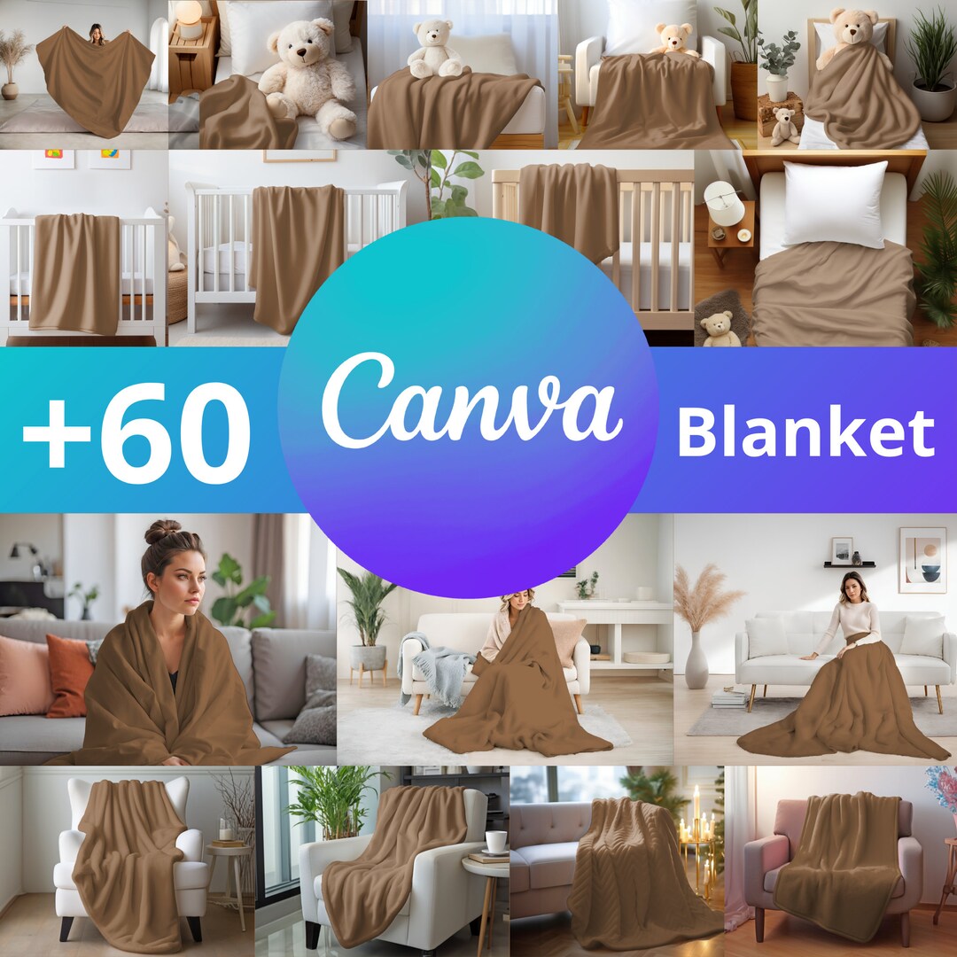 Blanket Mockup Bundle PNG With Transparent Blanket for Canva Drag ...