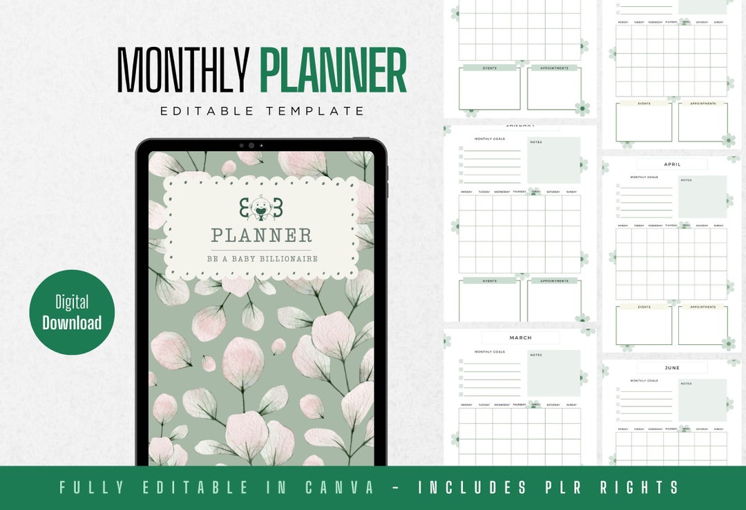 Monthly Digital Planner Printable Bundled Planner Template iPad ...