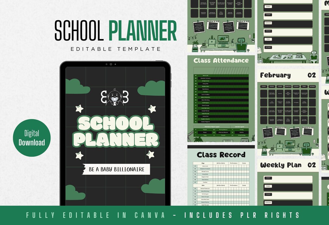 Digital School Planner Printable Bundled Planner Template iPad Editable ...