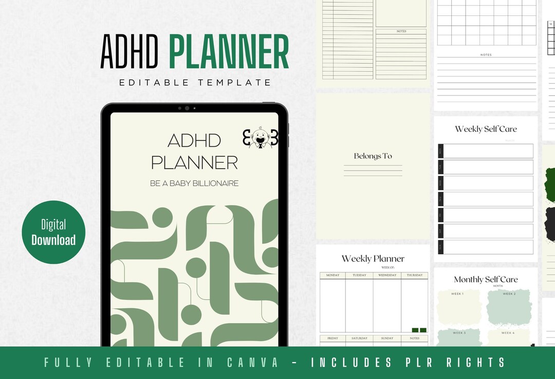 ADHD Planner Printable Adult ADHD Workbook, ADHD Organizer, Scheduler ...