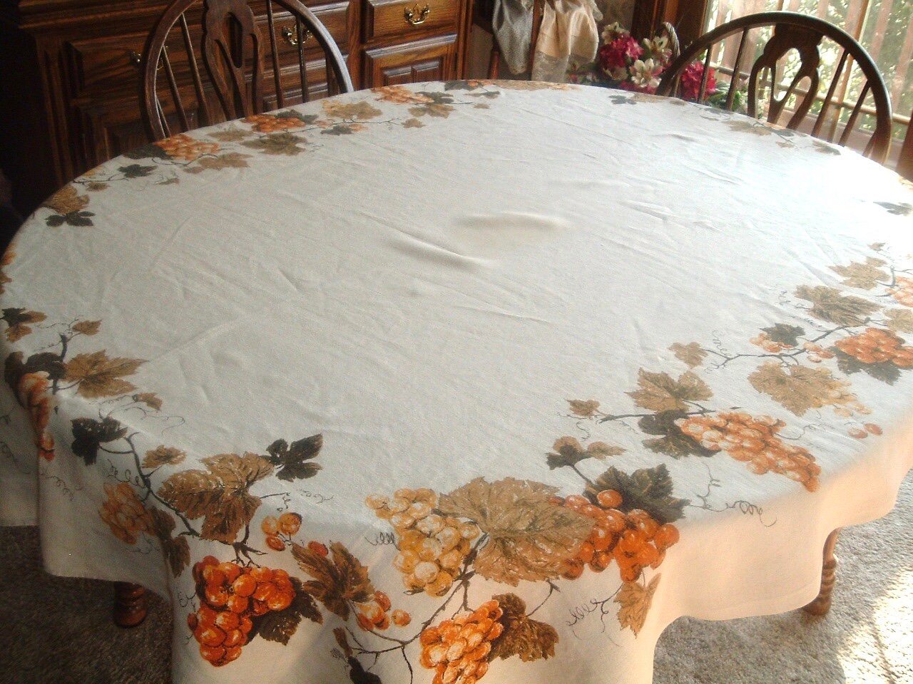 Vintage Tablecloth Signed Luther Travis Golden Clusters of Grapes 48 X ...