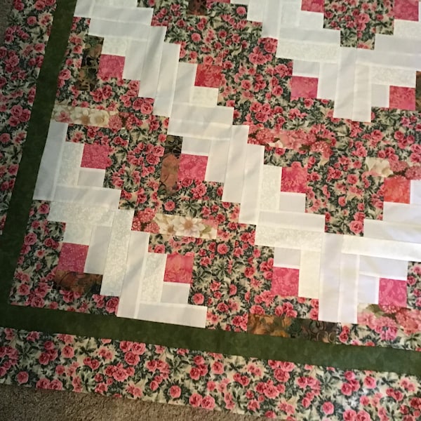 Rose Log Cabin Quilt Pattern - Etsy
