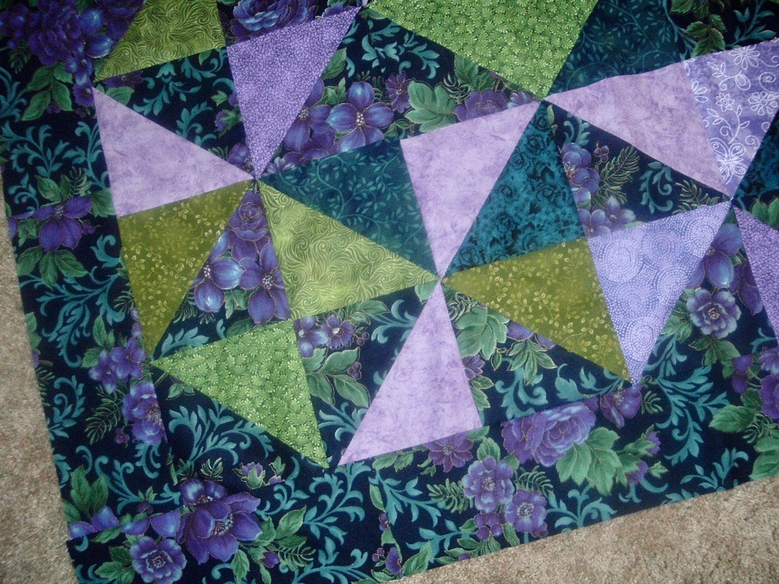 Quilt Top to Finish Jewel Tone Half Square Triangle Mixture Purples ...