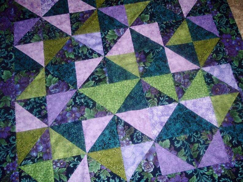 Quilt Top to Finish Jewel Tone Half Square Triangle Mixture Purples ...
