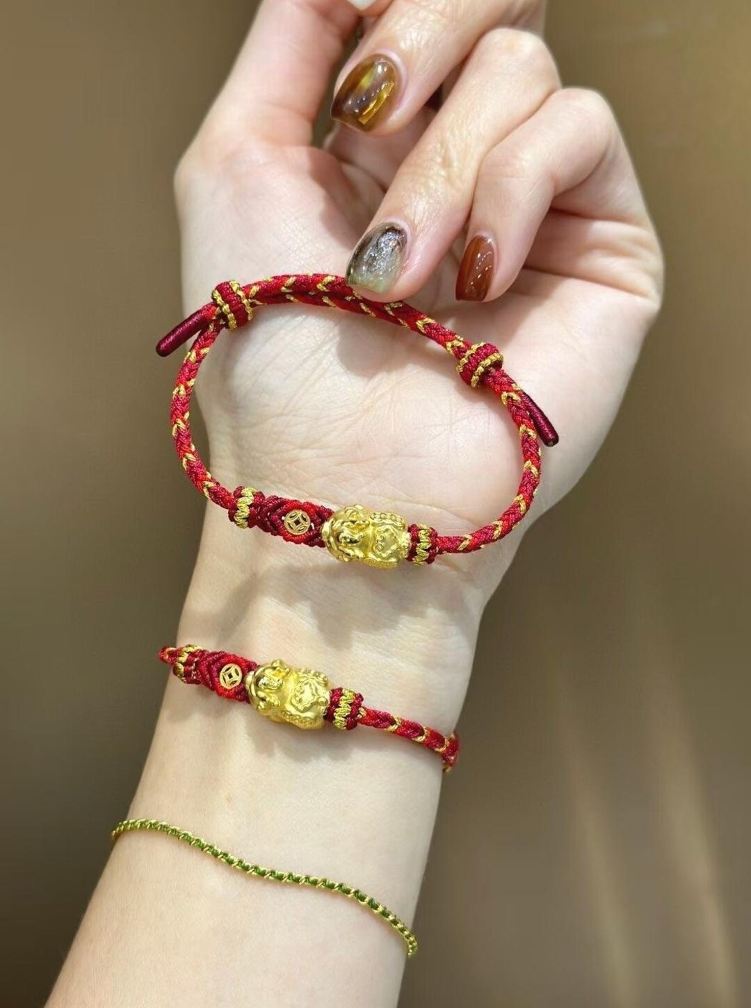 999 24K Gold Pi Xiu 貔貅 Good Luck Red Rope Bracelet, Red Lucky Bracelet ...