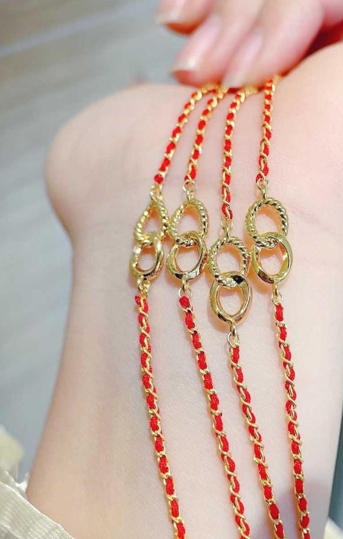 18K Gold Twisted Red Rope Bracelet, Red Lucky Bracelet, 18K Gold Red ...