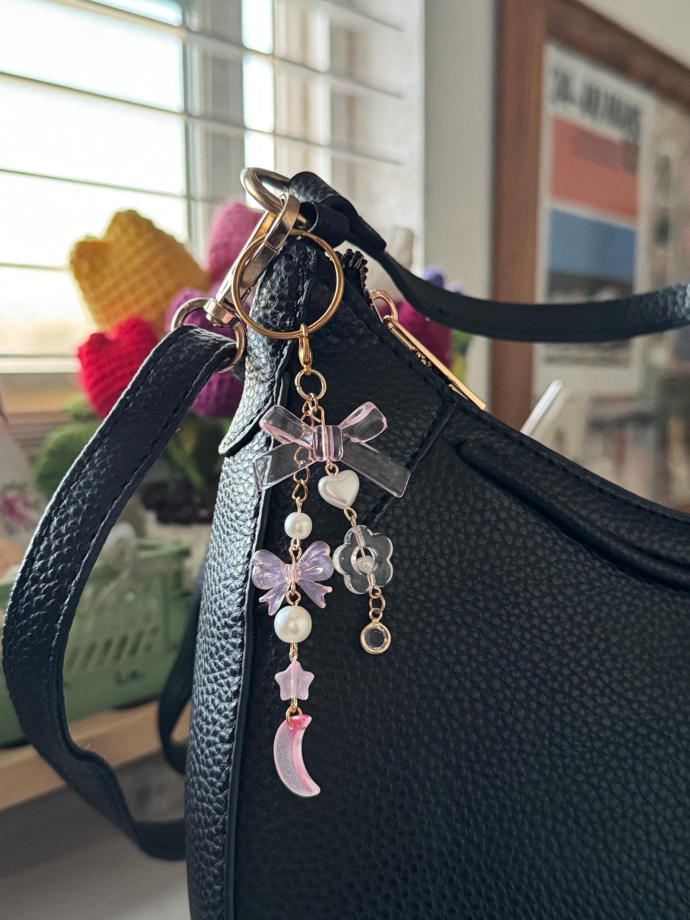 Aesthetic Coquette Moon and Star Keychain | Bag Charm Accessory - Etsy