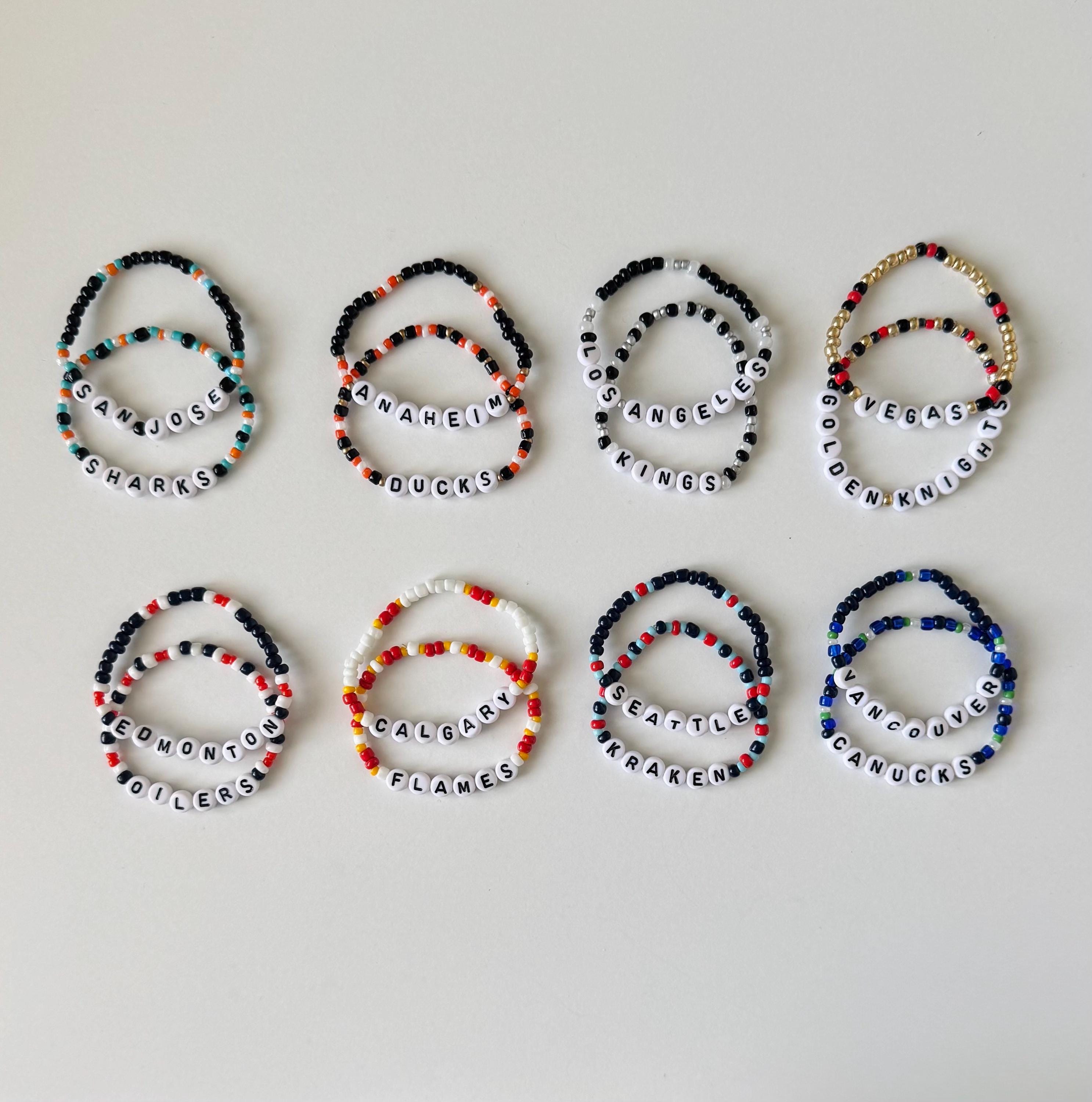 NHL Team Inspired Name Set of 2 Beaded Bracelets - Etsy