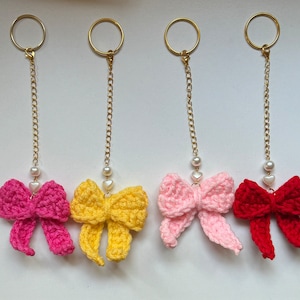 Handmade Aesthetic Crochet Bow Keychain/bag Charm - Etsy