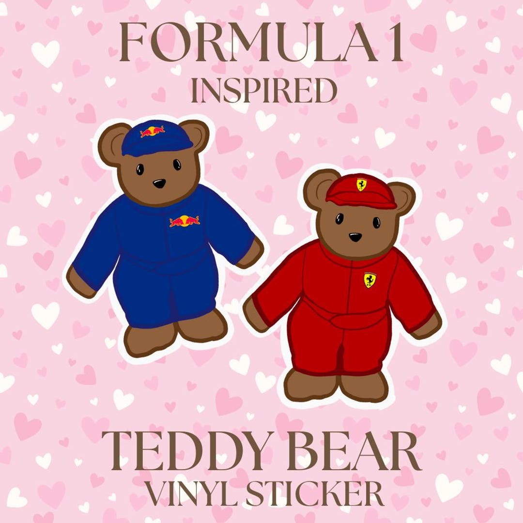 F1 Team Inspired Teddy Bear Vinyl Sticker | Formula 1 Inspired Teddy ...