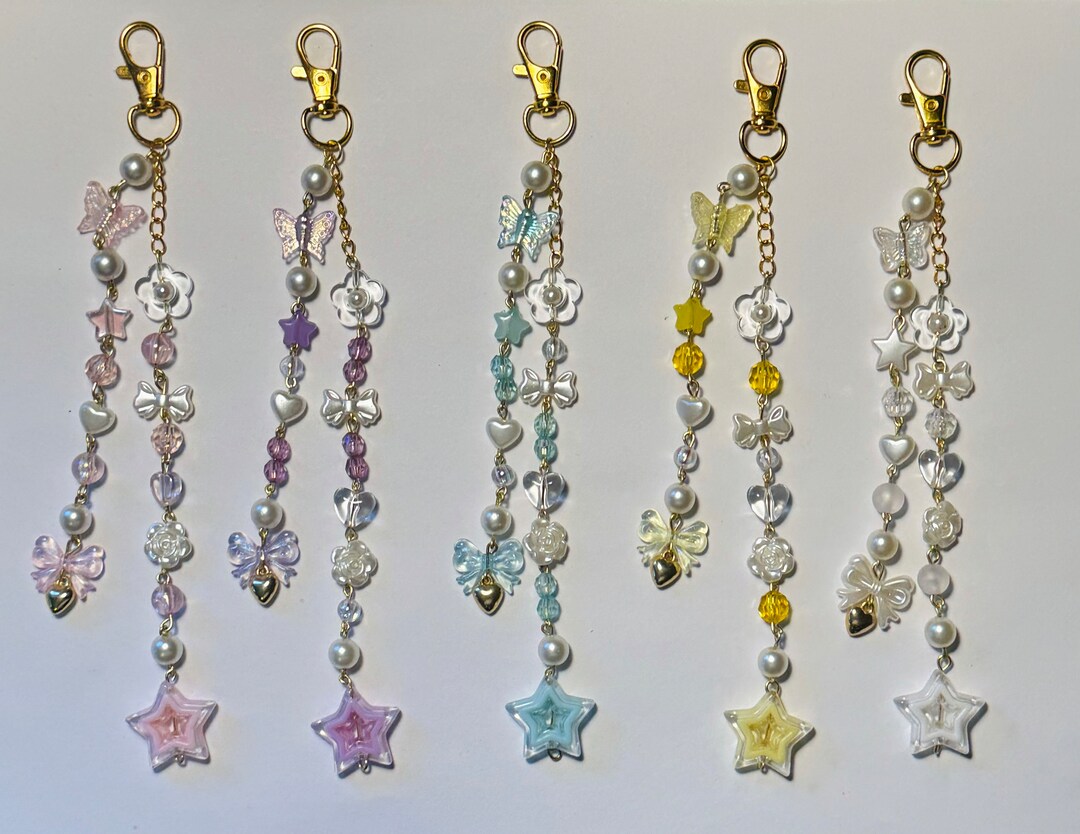 Cute Aesthetic Kpop Coquette Gold Keychain Bag Backpack Charm - Etsy