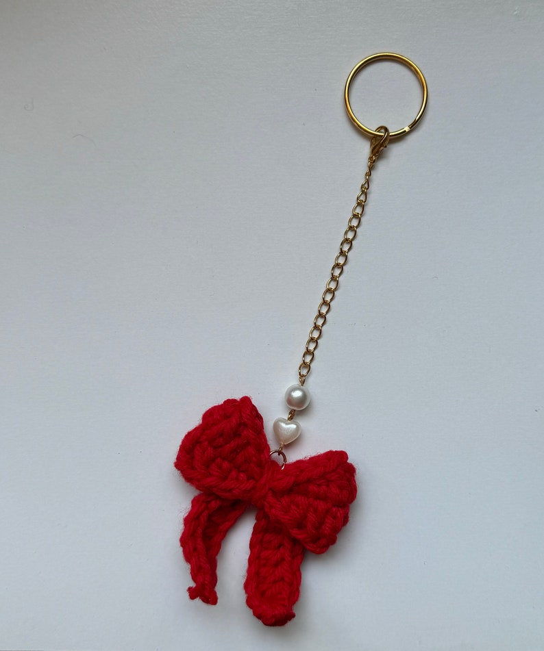 Handmade Aesthetic Crochet Bow Keychain/bag Charm - Etsy