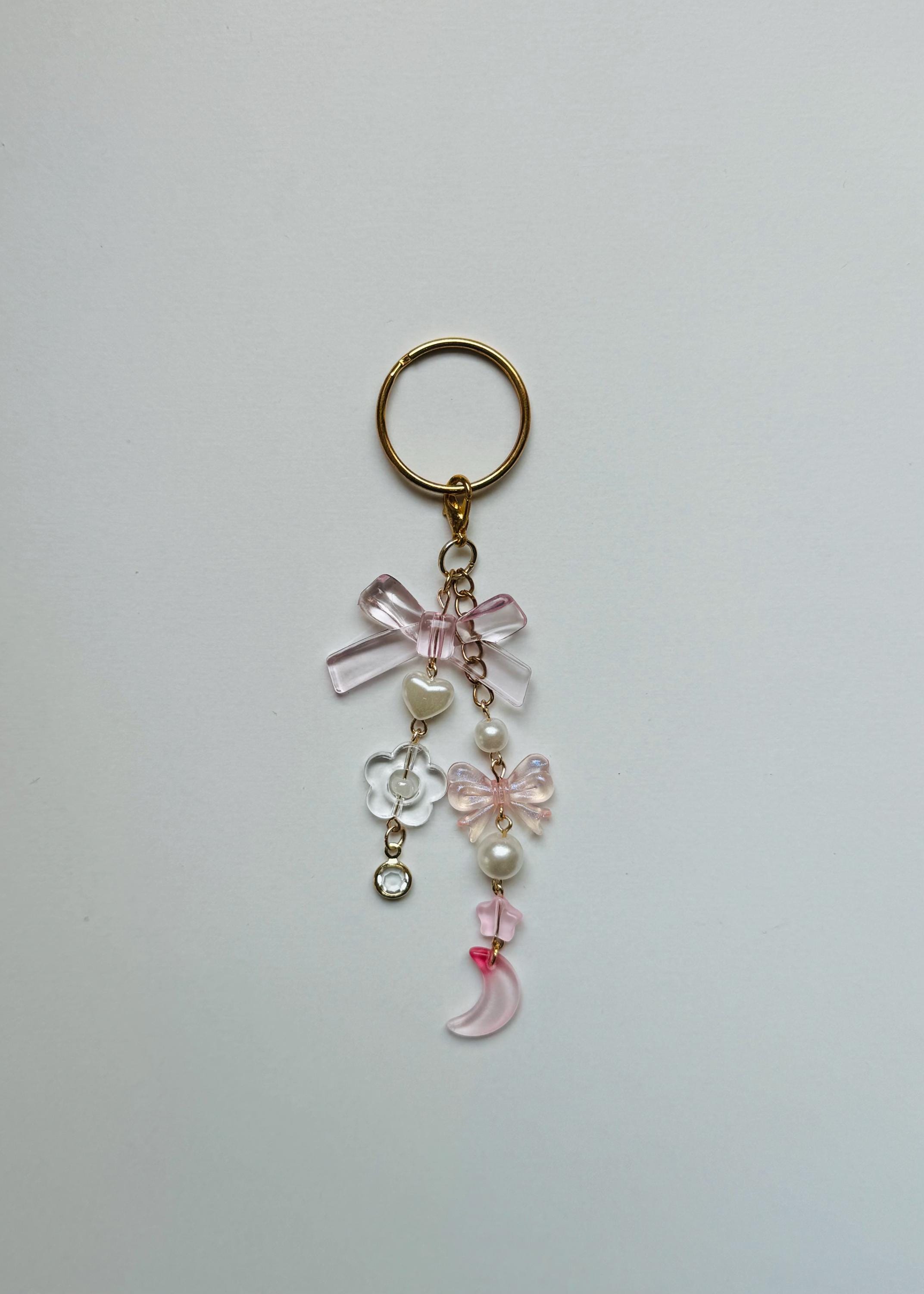 Aesthetic Coquette Moon and Star Keychain | Bag Charm Accessory - Etsy