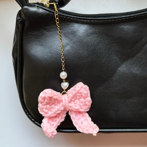 Handmade Aesthetic Crochet Bow Keychain/bag Charm - Etsy